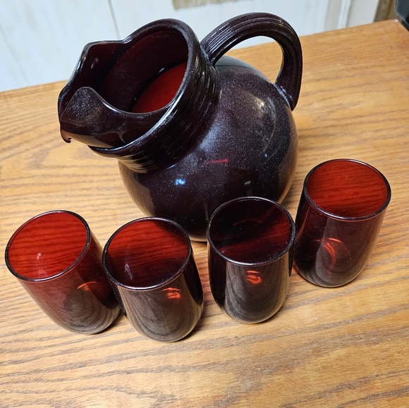 Anchor Hocking | Kitchen | Anchor Hocking Royal Ruby Pitcher Tumblers ...